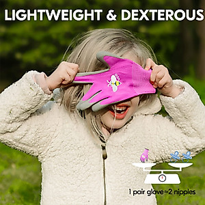 Vgo... 1-Pair Age 3-5 Kids Gardening Gloves, Children Yard Work Gloves, Soft Safety Rubber Gloves (XXXS, Purple, KID-RB6013)