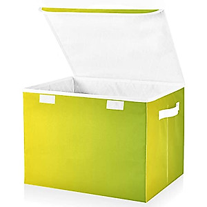 innewgogo Yellow Gradient Storage Bins with Lids for Organizing Organizer Containers with Handles Oxford Cloth Storage Cube Box for Bed Room