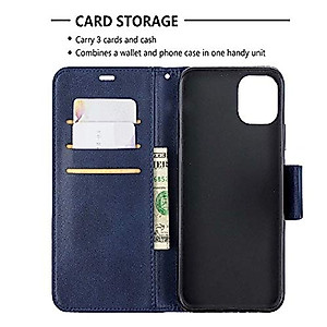 Glow 407-1-04 iPhone 12 Notebook Type Case with Strap, Navy, Tempered Glass & Stylus Pen