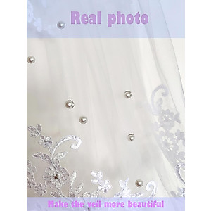 JEWSUN Bridal veil Wedding Veil Weights Magnetic Double Sided Artificial Pearls (White round pearl silver button, 12)