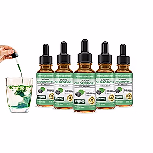 (5 Pack) Liquid Chlorophyll Drops Maximum Strength 6000MG Concentrate Packed Antioxidants Minerals and Vitamins 120 Servings Per Bottle