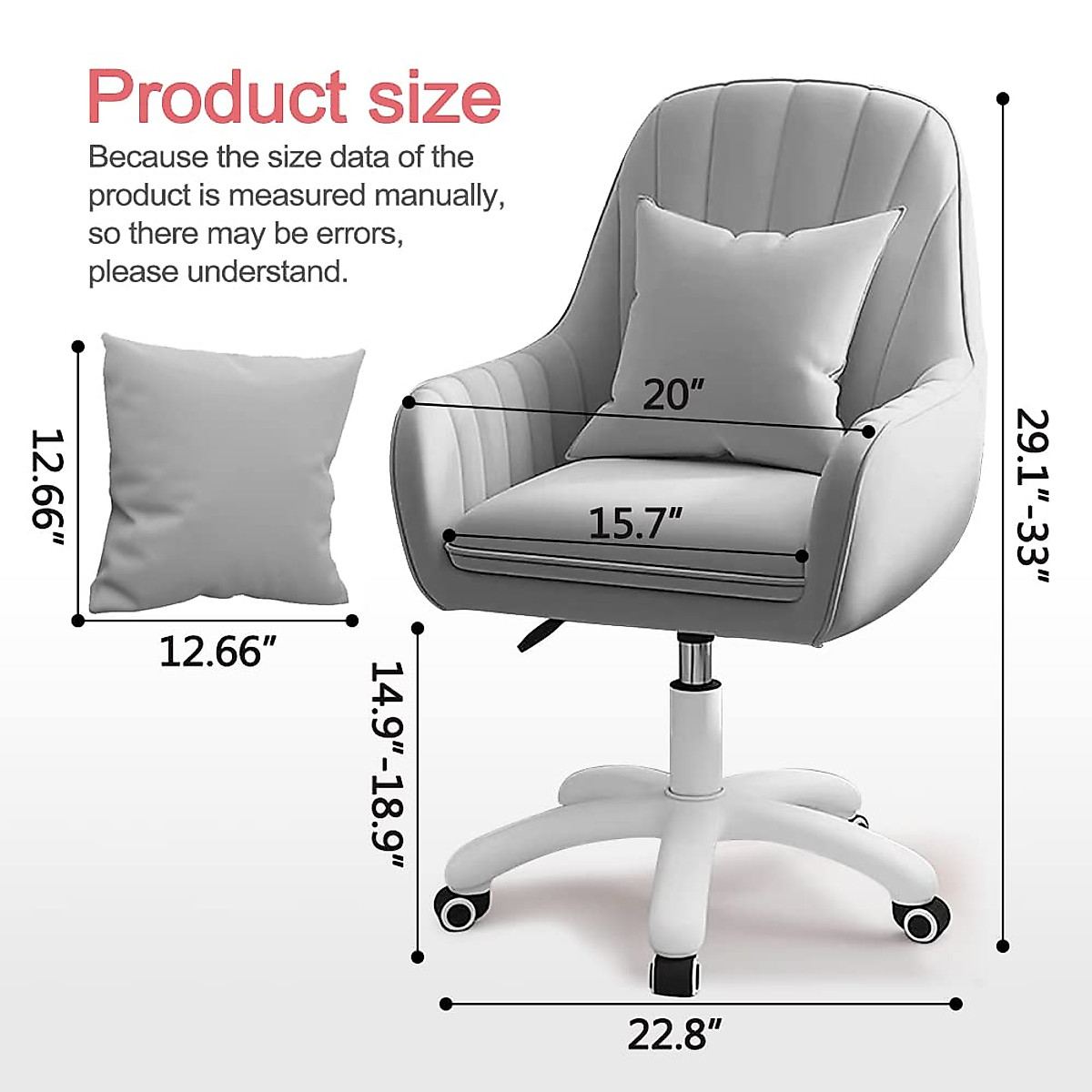 XUEGW Home Office Chair Computer Chair with Mid-Back Upholstered Modern Tufted Computer Task Chair Swivel Height Adjustable Velvet Accent Chair