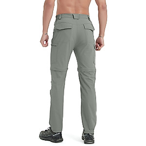 Men's Hiking Pants Convertible Zip Off Lightweight Waterproof Quick Dry Outdoor Fishing Travel Safari Camping Sage Green 36