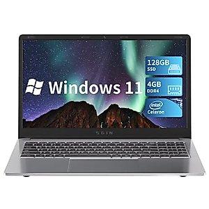SGIN Laptop 15.6 Inch, 4GB DDR4 128GB SSD Windows 11 Laptops with Intel Celeron N4020C(up to 2.8 GHz), Intel UHD Graphics 600, Mini HDMI, WiFi, Webcam, USB3.0, Bluetooth 4.2