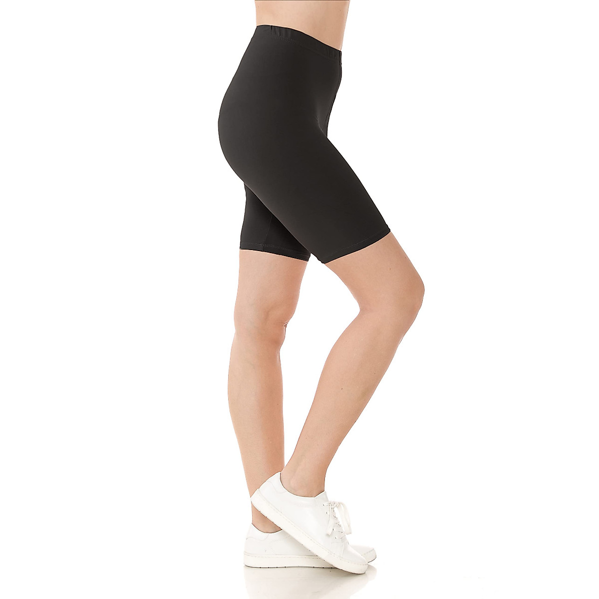 Leggings Depot Women's Buttery Soft Fashion Biker Shorts Athletic Shorts for Yoga, Black, Small