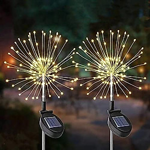 Onlyliua Solar Decoration Lights, Garden Pile Lights, 90 LED Sparklers String Lights for Yard P𝚊thw𝚊y Decorations Valentines Day Decor(Shape Can Be Changed Manually)