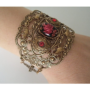 Rose Cuff Bracelet, handmade jewelry gothic victorian edwardian art nouveau steampunk art deco