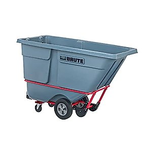 Rubbermaid Brute Tilt Dump Truck/Trash Cart/Garbage Collection/Recycling, 1 Cubic Yard, Standard Duty, 1,250 lbs., Gray, Distribution Centers/Warehouse/Manufacturing/Stadiums