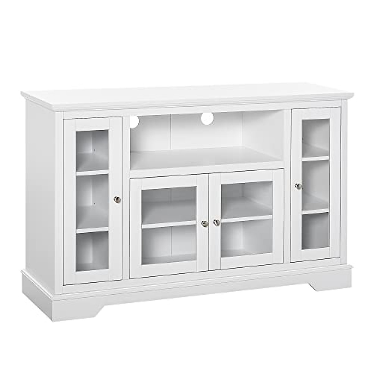 HOMCOM Sideboard Buffet Cabinet with Storage, Kitchen Cabinet Coffee Bar Cabinet with Glass Doors for Living Room, Kitchen, White
