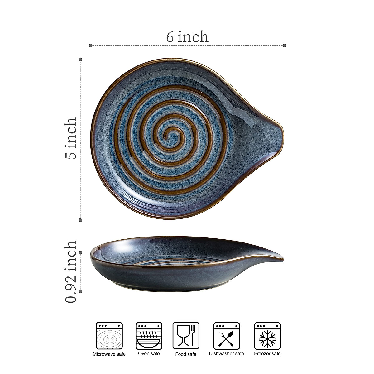 Cormomu Spoon Holder, Cooking Spoon Rest for Stove Top Utensil Rest for Spoons, Ladles, Tongs, Spatula, Large Spoon Holder with Handle for Easy Grip Framhouse Decor Cute Kitchen Gadget, Gray and Blue