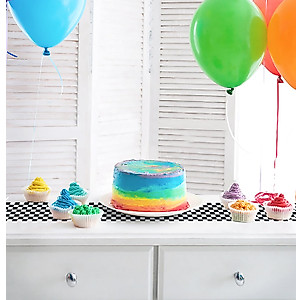 MUNILAIL 6 Pcs Black and White Checkered Table Runner 14 x 108 Plastic Table Runner for Race Car Theme Party Birthday Baby Shower Disposable Table Runner