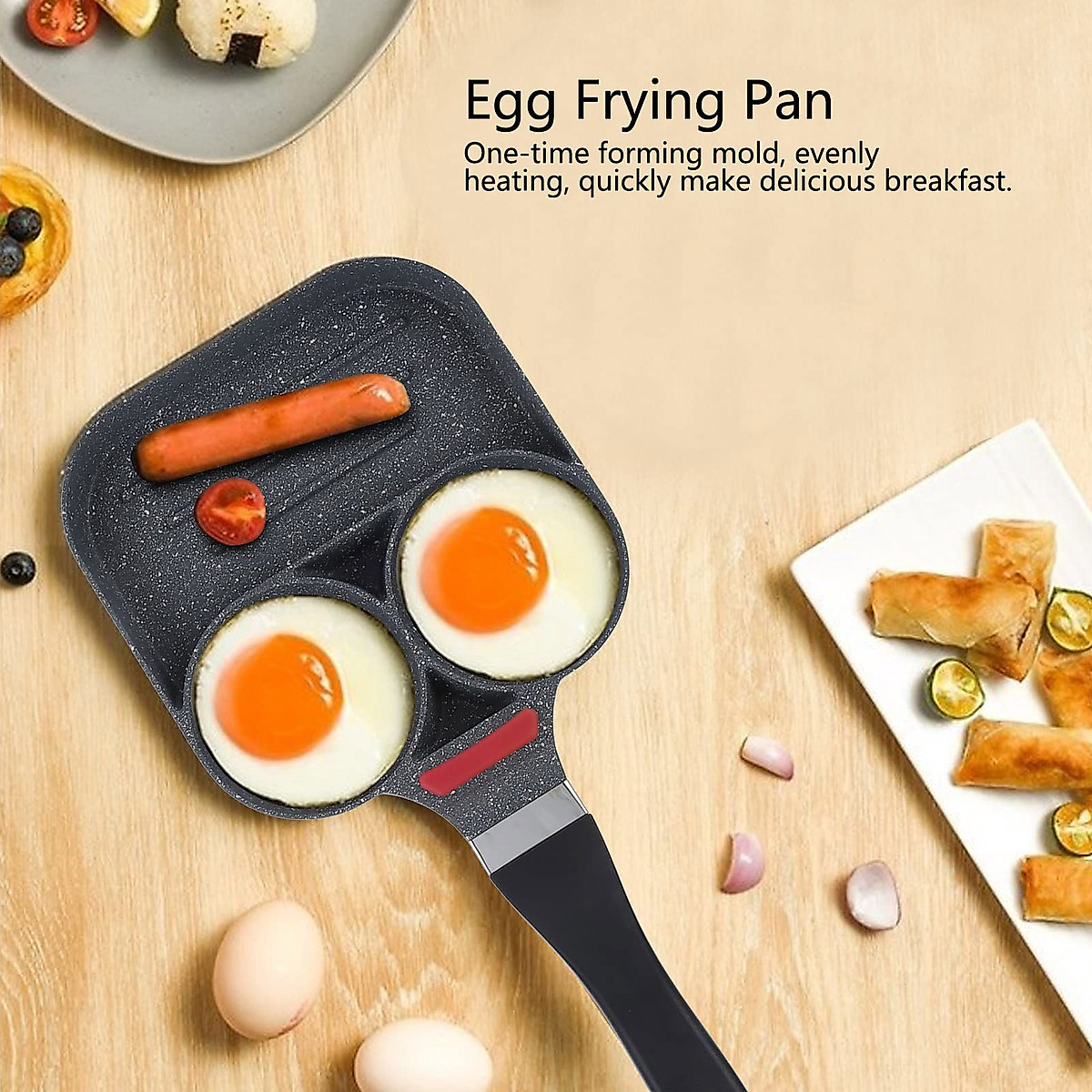 Tomotato Nonstick Egg Frying Pan, 3 in 1 Egg Pan Divided Grill Skillet Pan with Heat Resistant Handle Breakfast Omelet Pancake Pan for Gas Stove