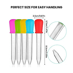 Kolibrox Liquid Silicone 5ml Droppers, 8 Pack Clear Liquid Medicine Eye Water Dropper with Bulb for Kids, Easy to Use Kid Safe, Plastic Eye Dropper for New Born Baby - Child Friendly Liquid