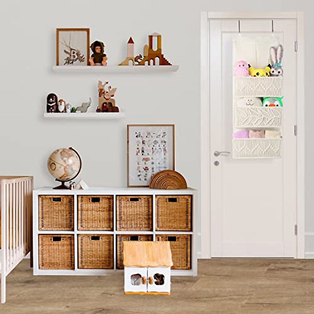 Zeesa Boho Over The Door Organizer, Hanging Storage with Large Pockets for Nursery, Pantry, Bathroom, Bedroom