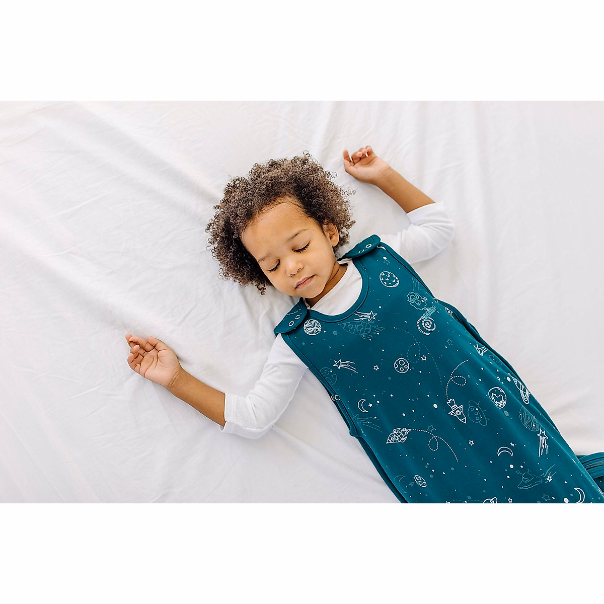 Woolino 4 Season Toddler Sleeping Bag, Merino Wool and Organic Cotton Baby Sleep Bag Sack, 2-4 Years, Space (Glow In The Dark)