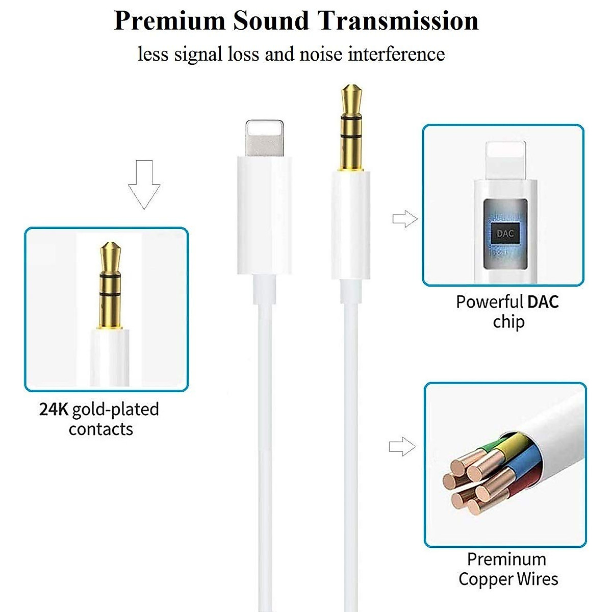 Veetone 2 Pack Aux Cord for iPhone, 3.3ft [Apple MFi Certified] Lightning to 3.5mm AUX Audio Cable Compatible for iPhone 14 13 12 11 XS XR X 8 7 for Home Car Stereo/Headphone/Speaker, Support All iOS
