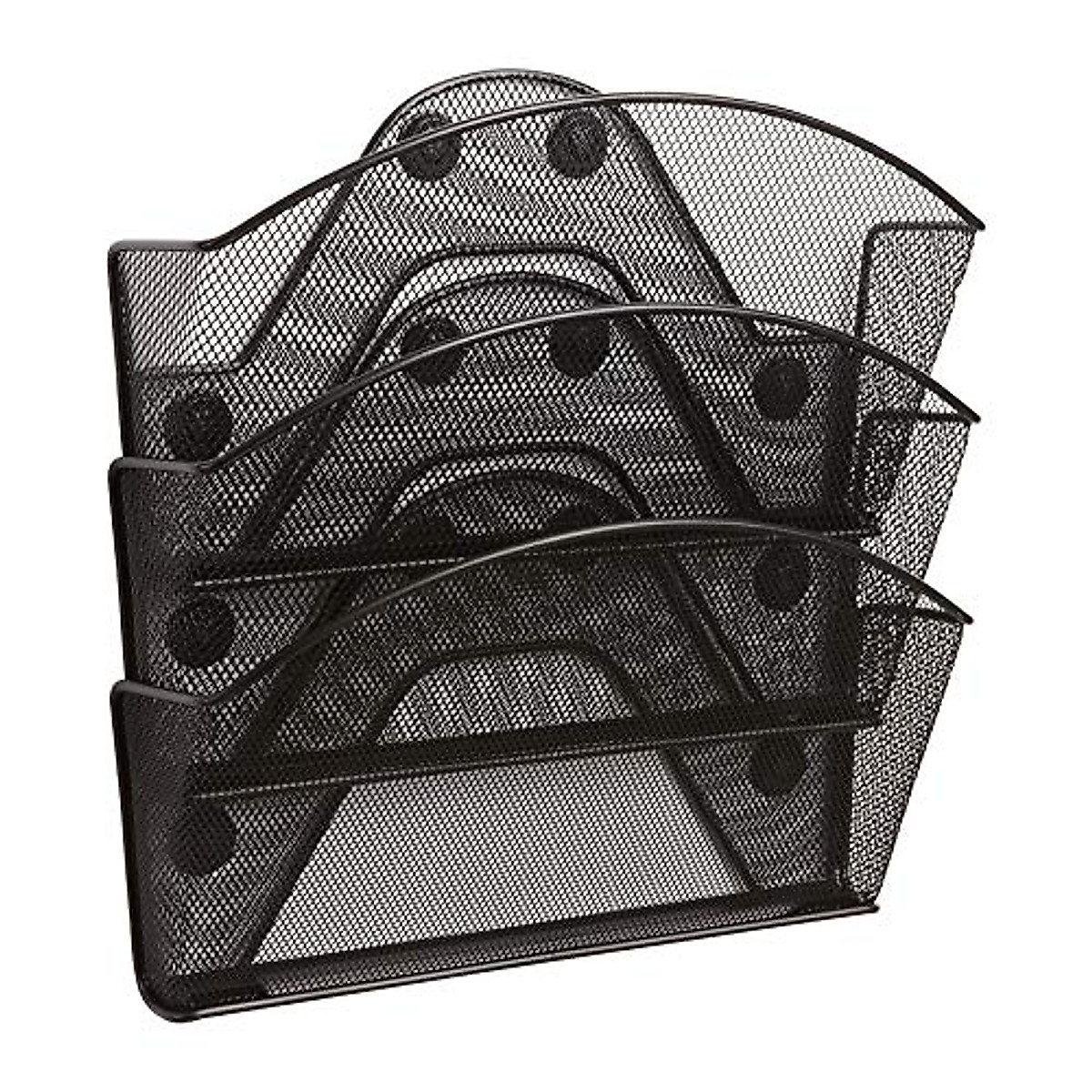 Safco Products Onyx Magnetic Triple File Pocket – 4 Heavy-Duty Magnets for Metal/Fabric Surfaces – Commercial-Grade Steel Mesh Design - Durable Powder Coat Finish – 13"L x 4.25"W x 13.5"H