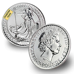 1997 - Present (Random Year) Lot of (5) 1 oz Silver Britannia Coins Brilliant Uncirculated with a Certificate of Authenticity £2 BU