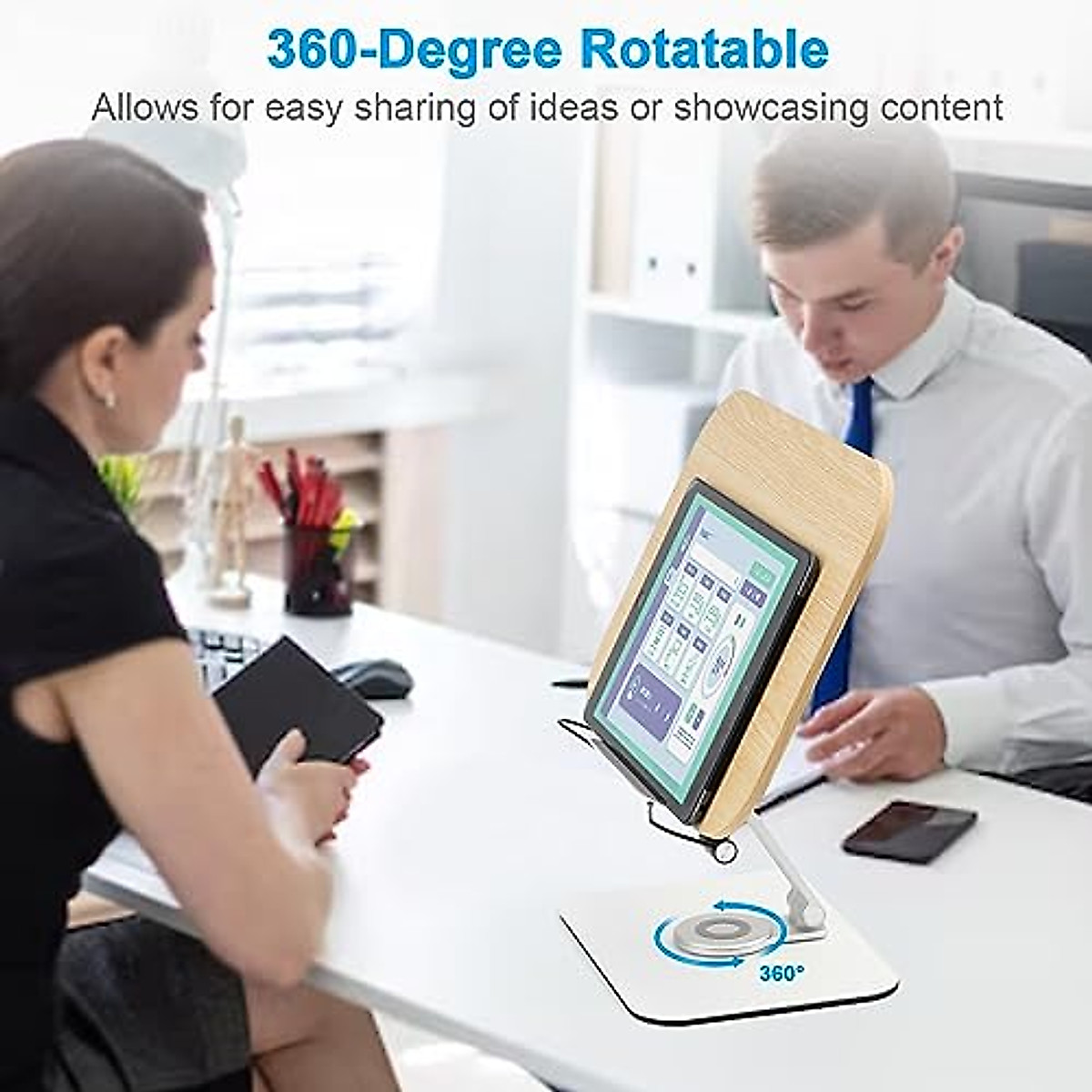 Book Stand for Reading, 360° Rotate Height & Angle Adjustable Ergonomic Reading Stand with Page Clips, Reliable Aluminum Alloy Book Holder for Textbook, Recipe, Cook Book, Music Sheet, Tablet