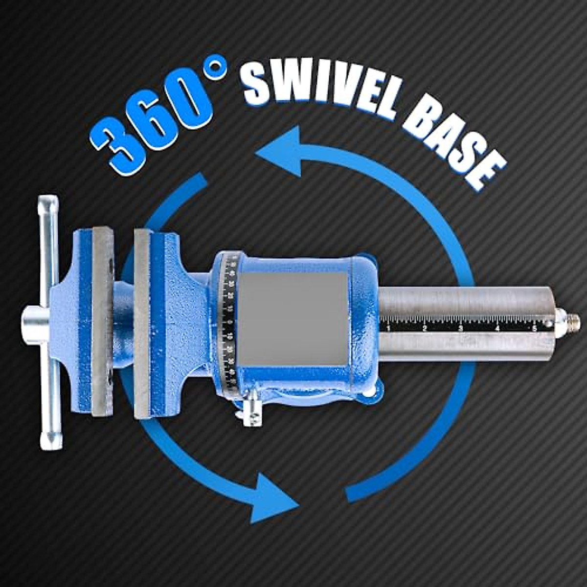 COGNATIVE 360° Multi-Purpose Bench Vise, Ductile Iron, Heavy Duty with Anvil, Clamp force 4000KG, Blue, 5-Inch