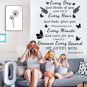 Bible Verse Wall Stickers Inspirational Wall Decal Vinyl Quote Bible Sticker Christian Praise God Religious Peel and Stick Wall Decals for Living Room Bedroom Office Home Décor Wall Decoration.