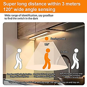 Holen Darrel Under Cabinet Lights Motion Sensor Light Wireless Battery Powered LED Counter Closet Lighting, USB Rechargeable Night Light for Kitchen Hallway Stairway Wardrobe Vanity 2 Pack 11.8 inch