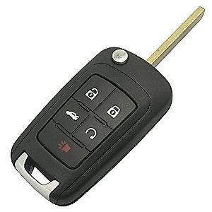 Replacement Key Fob Cover Case Shell Fit for Chevy Camaro Cruze Equinox Impala Malibu Sonic 5 Buttons Keyless Entry Remote Flip Key Shell