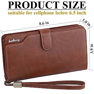 Coolstar Wristlet Wallets for Women Men's Clutch Wallet Large Capacity Leather Purse Business Credit Card Holder (2-Dark Brown)