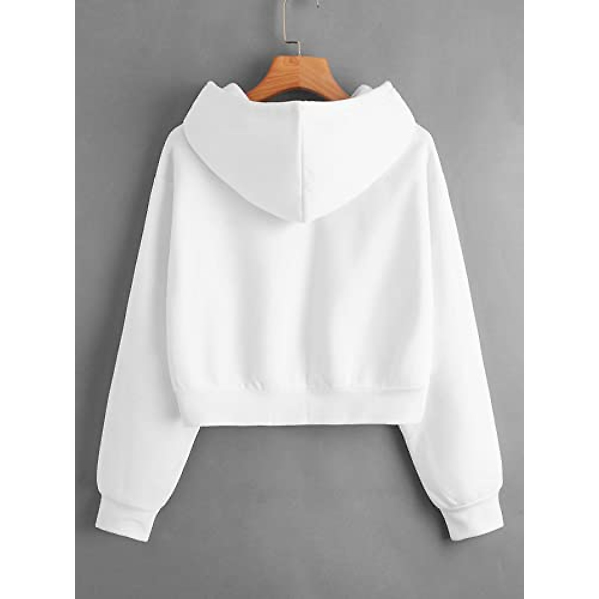 Cozyease Women's Graphic Letter Print Hoodies Drop Shoulder Long Sleeve Drawstring Casual Pullover Sweatshirt Tops White S