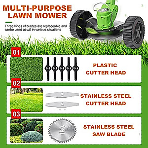Cordless Grass Trimmer Weed Wacker: 24V Power Grass Trimmer Lawn Edger with 2.0Ah Li-Ion Battery, Adjustable Height Weed Eater Tool for Garden and Yard