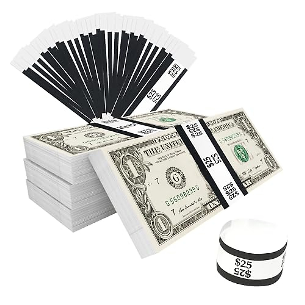 Money Bands Currency Sleeves Straps – Made in USA (Pack of 330 for $25) Self-Adhesive Money Wrappers for Bills Color Coded Wraps Meets ABA Standards, 7.5 x 1.25 inches – Counter Recyclable Kraft Paper