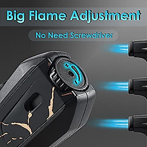 2 Pack Torch Lighter, Zoocura Triple 3 Jet Flame Butane Lighters Refillable Torch Lighters Adjustable Gas Lighter With Safety Lock Windproof Lighters Gift for Men BBQ Grill Camping (Fuel Not Included)