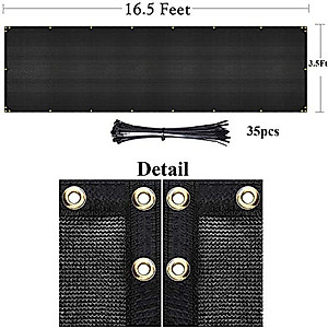 DearHouse Balcony Privacy Screen Cover, 3.5ft x16.5ft Privacy Screen Balcony Shield for Porch Deck Outdoor Backyard Patio Balconys, Includes 35 pc Cable Ties