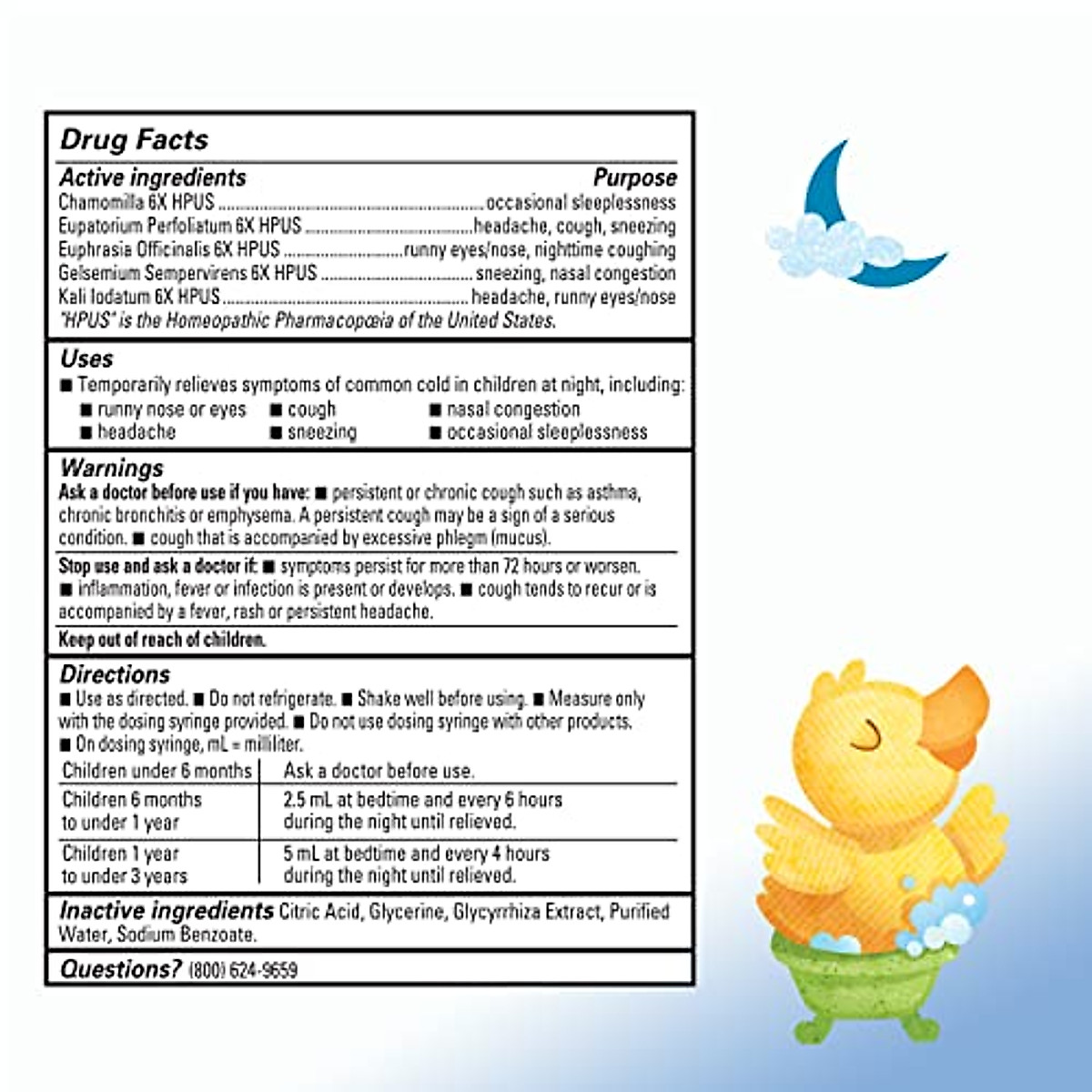 Hyland's Naturals Baby Tiny Cold Syrup, Nighttime PM, Natural Relief of Sneezing, Runny Nose, Congestion & Sleeplessness, 4 Ounce