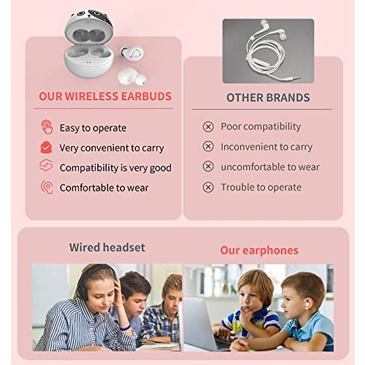 Adorable Kids Earbuds - Kids Wireless Earbuds for Small Ears - Milk Cat Earbuds with Mic and Noise Cancelling, Best Christmas, Halloween and Birthday Gifts for Kids, Friends, Family and Adults