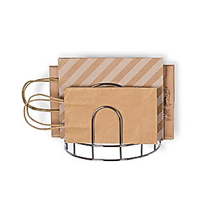 Spectrum Diversified Paper Holder & Organizer, Wall Mount or Countertop Display Perfect for Gift Bags & Wrapping Stations, Grocery Bag Holder, Sponge Cradle, Chrome
