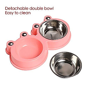 Double Dog Cat Bowls Premium Stainless Steel Pet Bowls with No-Slip Stainless Steel Cute Modeling Pet Food Water for Feeder Dogs Cats Rabbit and Pets