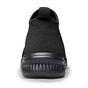 Vidbiv Men Slip on Casual Trainers Walking Shoes - Breathable Slip-on Lightweight Comfortable Tennis Mesh Sneaker Allblack