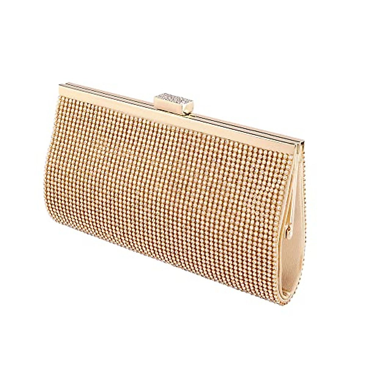 CHIC DIARY Rhinestones Crystal Clutch Purse for Women Evening Bag for Party Prom Crossbody Purse Shoulder Handbag (Gold)