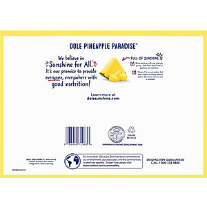 Dole Pineapple Paradise Pineapple Tidbits in a Blend of 100% Fruit Juices Snacks, 4oz 12 Total Cups, Gluten & Dairy Free, Bulk Lunch Snacks for Kids & Adults