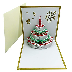 3D Pop Up Birthday Cards,Warming LED Light Birthday Cake Music Happy Birthday Card Postcards Pop Up Greeting Cards Laser Cut Happy Birthday Cards Best for Mom,Wife,Sister, Boy,Girl,Friends 1 Pack