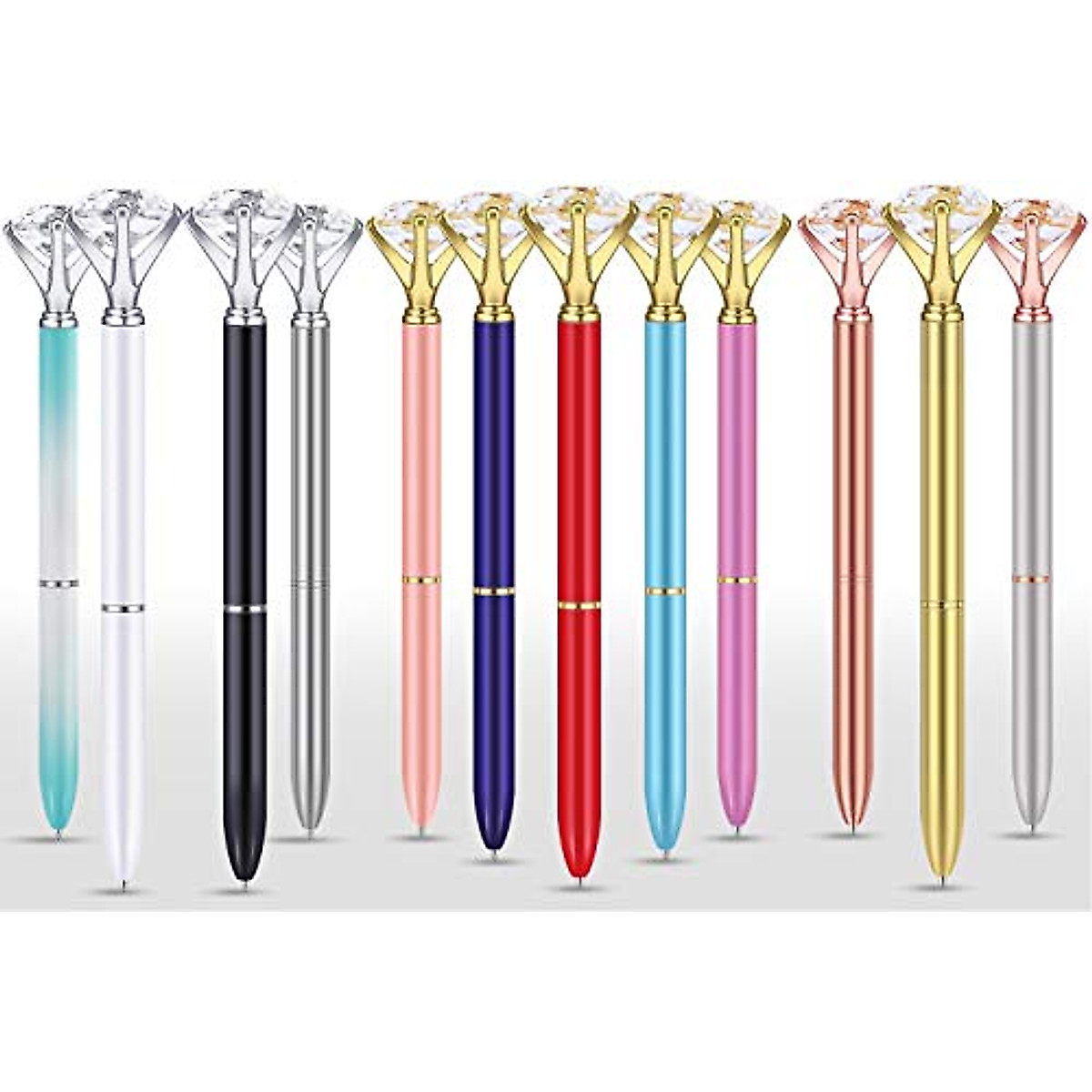 Big Diamond Pen 20 Pieces Rhinestones Crystal Metal Ballpoint Pens Black Ink With 20 Pack 3.2'' Ballpoint Pen Refills, Different Colors (20Pcs Big Diamond Pen)