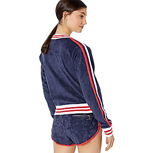 Champion Women's Terry Cloth Warm-Up Jacket, Imperial Indigo C LGO Jacquard, XS