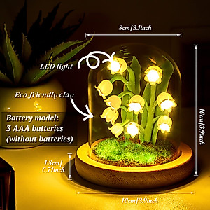 Hortsun Lily of The Valley Flower Gifts for Women Glass Lily of The Valley Flower Decor Lamp for Women Birthday Anniversary Valentine‘s Day Mother's Day Thanksgiving Christmas