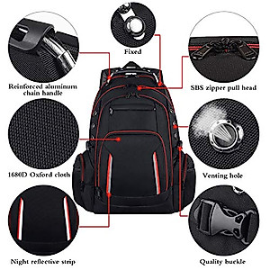 BILLITON MASHI Laptop Backpack for Men, Large Travel Computer Backpack with USB Charging Port for Work Business Fits 17 Inch Notebook, 40L, Anti Theft, Water Resistant, Black