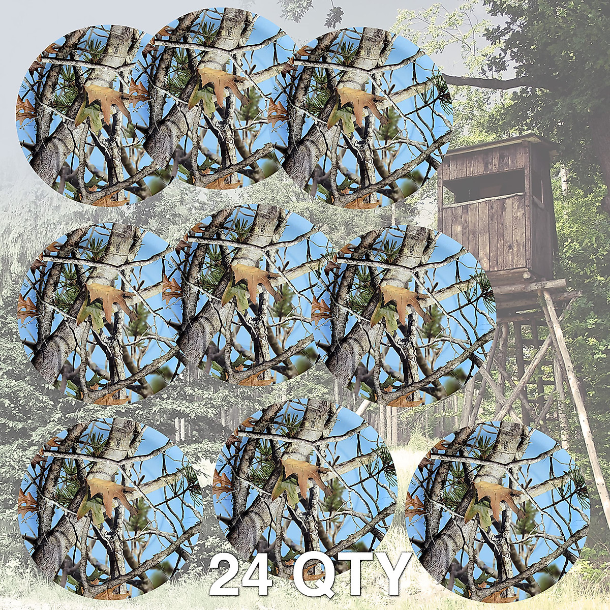 Havercamp Light Blue Camo Party Plates (24 plates)! Includes 24 (9") Round Dinner Plates in Baby Blue Camo. Part of the Light Blue Camo Collection.