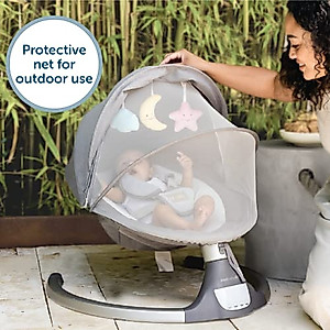 Nova Baby Swing for Infants - Motorized Bluetooth Swing, Music Speaker with 10 Preset Lullabies, Remote Control, Gray - Jool Baby