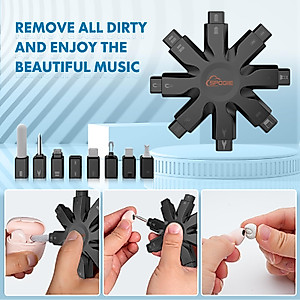 16 in 1 iPhone Cleaning Kit, Cleaning Kit with Portable Bag, iPhone Charging Port Cleaning Kit, Fix Unreliable Charging Connection, 2024 (Black)