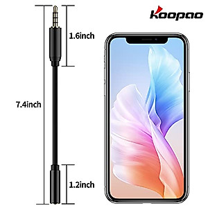 KOOPAO (1 Pack 3.5mm Audio Converter,3.5mm Male to Female Auxiliary Stereo Audio Headphone Jack AUX Adapter [4-Conductor TRRS] for iPhone, Smartphones, Tablets, Speakers, Microphone & Card Readers