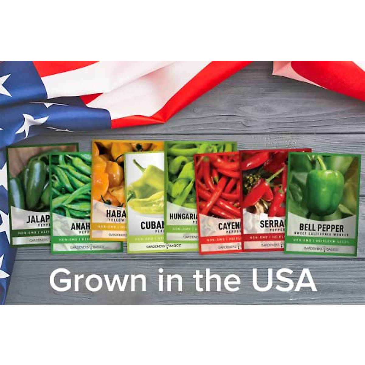 Pepper Seeds for Planting 8 Varieties Pack, Jalapeno, Habanero, Bell Pepper, Cayenne, Hungarian Hot Wax, Anaheim, Serrano, Cubanelle Heirloom Seeds for Planting in Garden Non GMO Gardeners Basics